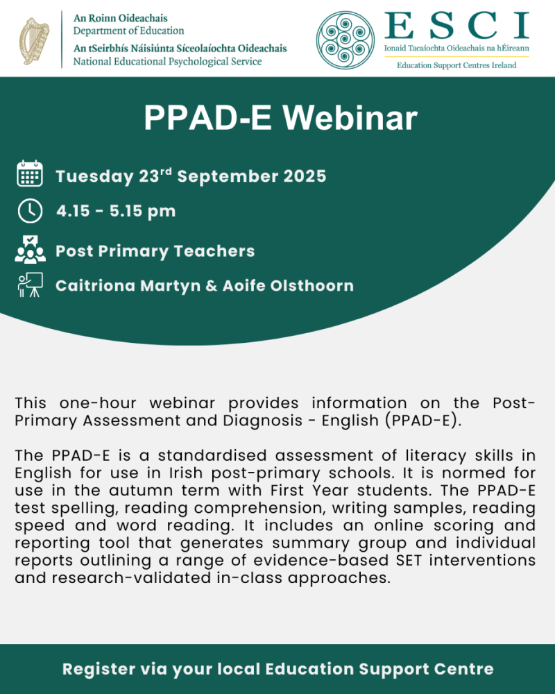 PPAD-E Webinar-Post Primary - Mayo Education Centre Ireland