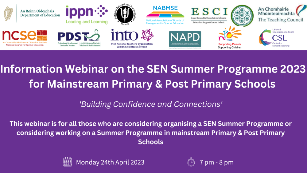 Information Webinar on the SEN Summer Programme 2023 for Mainstream ...